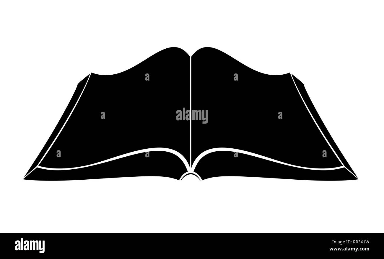 An open book on the table. Simple black outlines. Logo or emblem of a ...