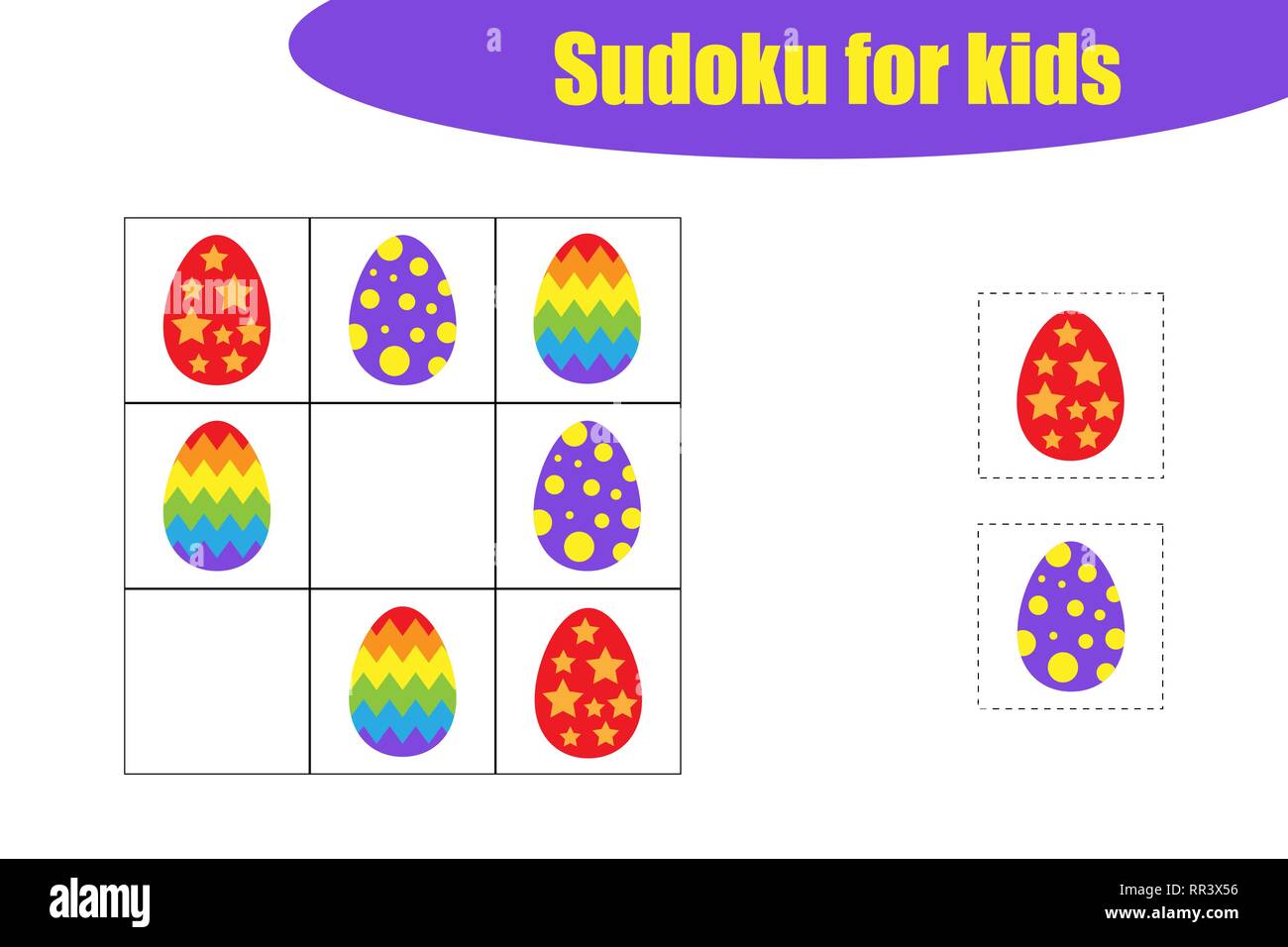 First Sudoku game with easter pictures for children, easy level ...