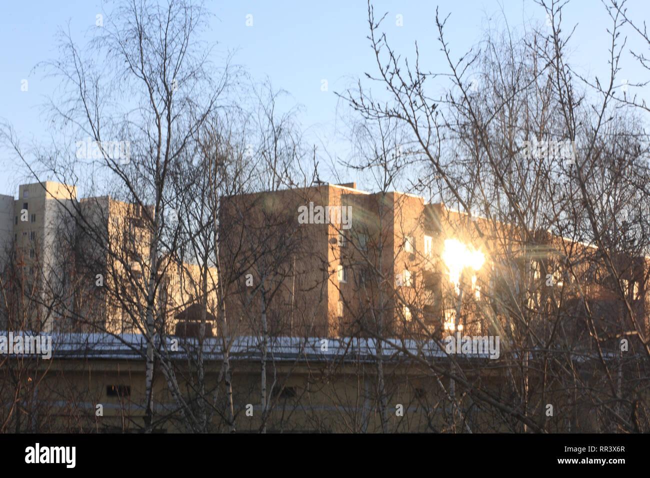 building at spring sunny day Stock Photo - Alamy