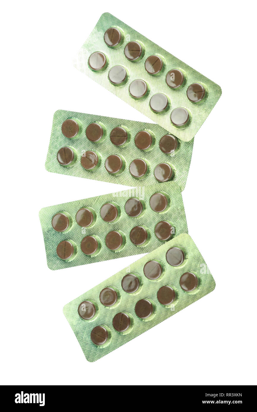 Many Tablets in Blister Isolated Stock Photo - Alamy