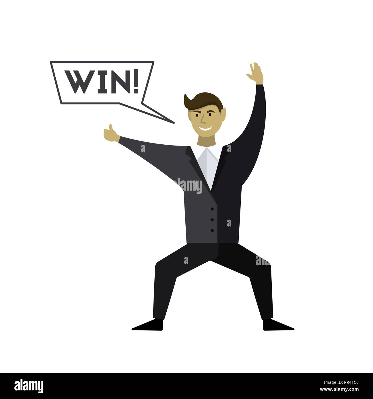 Happy the man to win. Speech Bubble. Vector illustration Stock Vector ...