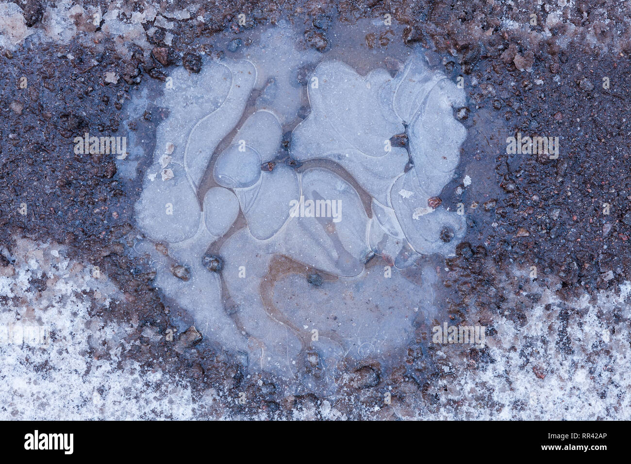 Frozen puddle close-up texture Stock Photo - Alamy