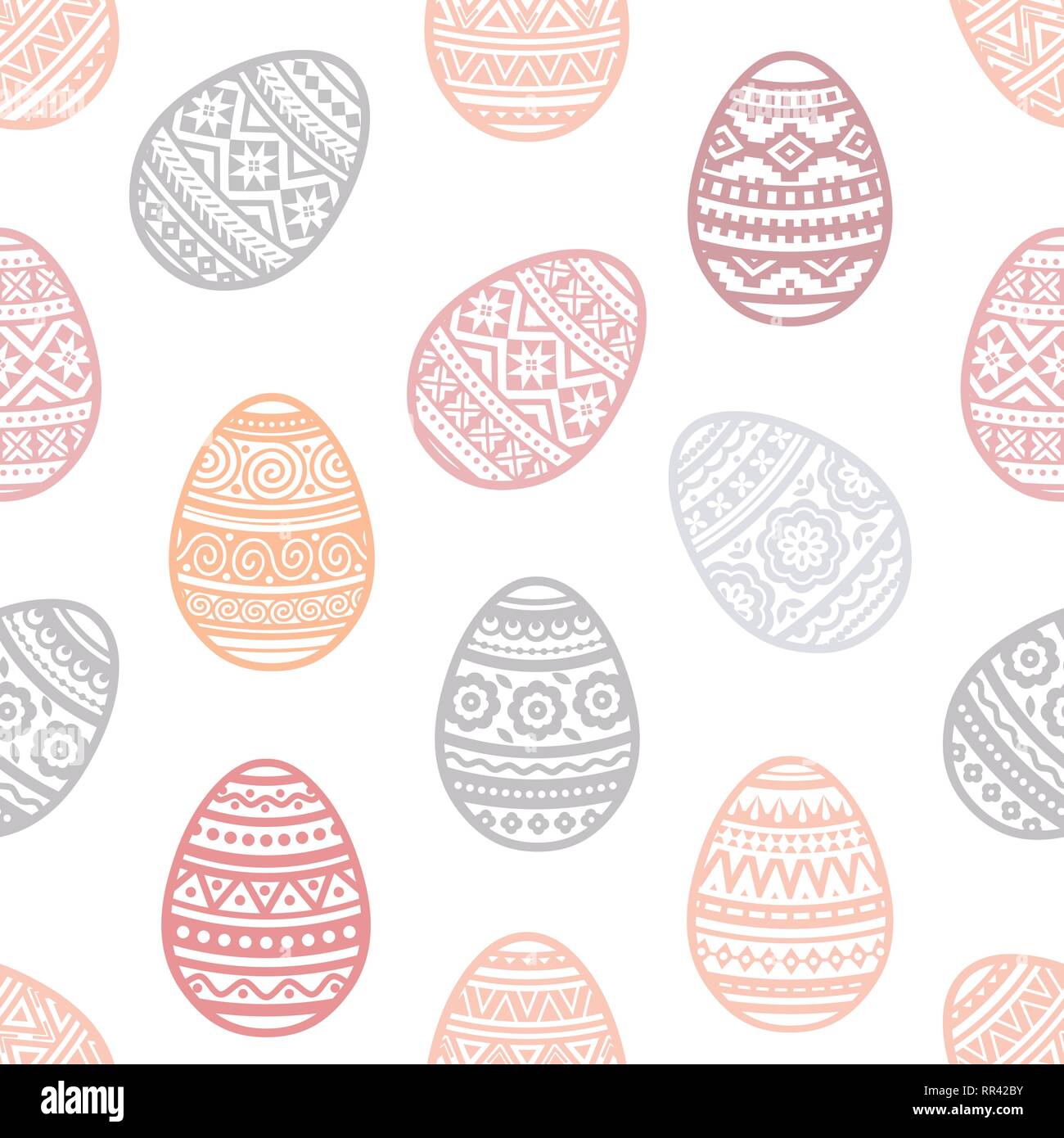 Seamless pattern of colorful easter egg vector flat icons painted in ...