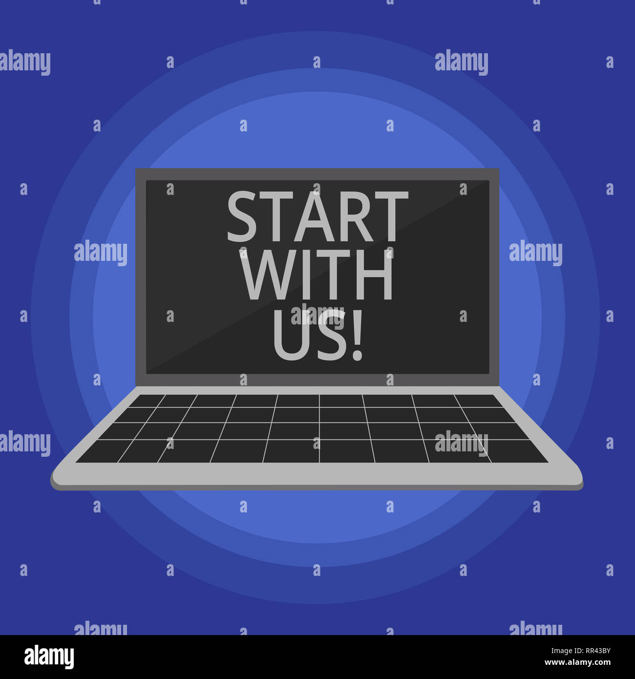 Text sign showing Start With Us. Conceptual photo Get started on our ...