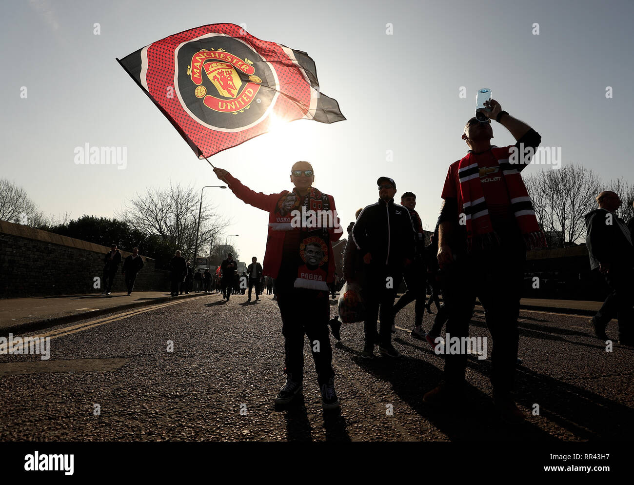 Manchester United fans before the Premier League match at Old Trafford ...