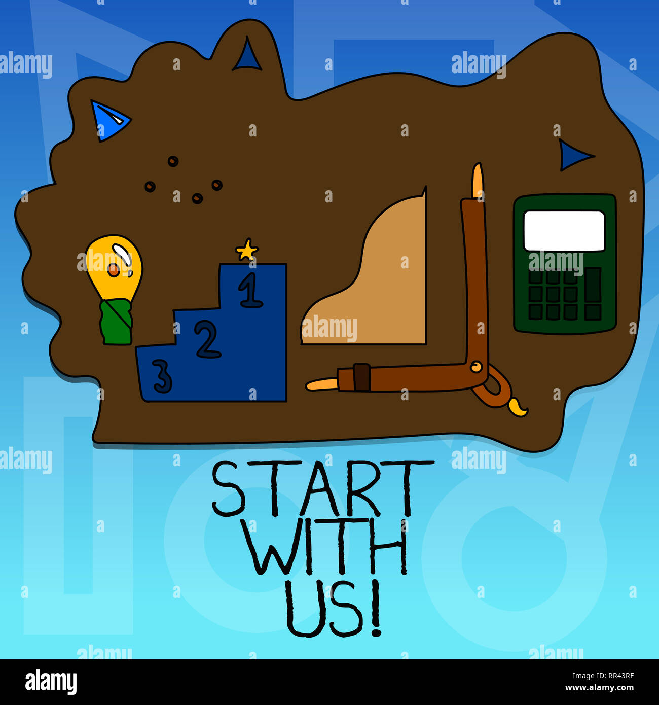 Conceptual hand writing showing Start With Us. Business photo text Get ...