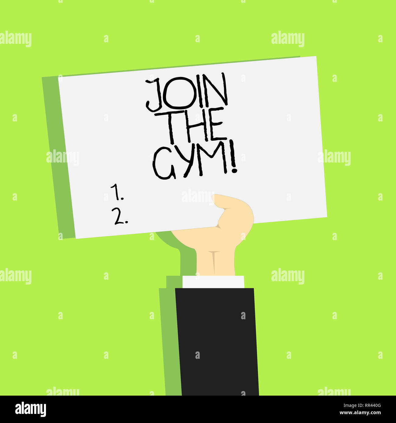 Writing note showing Join The Gym. Business photo showcasing Motivation ...