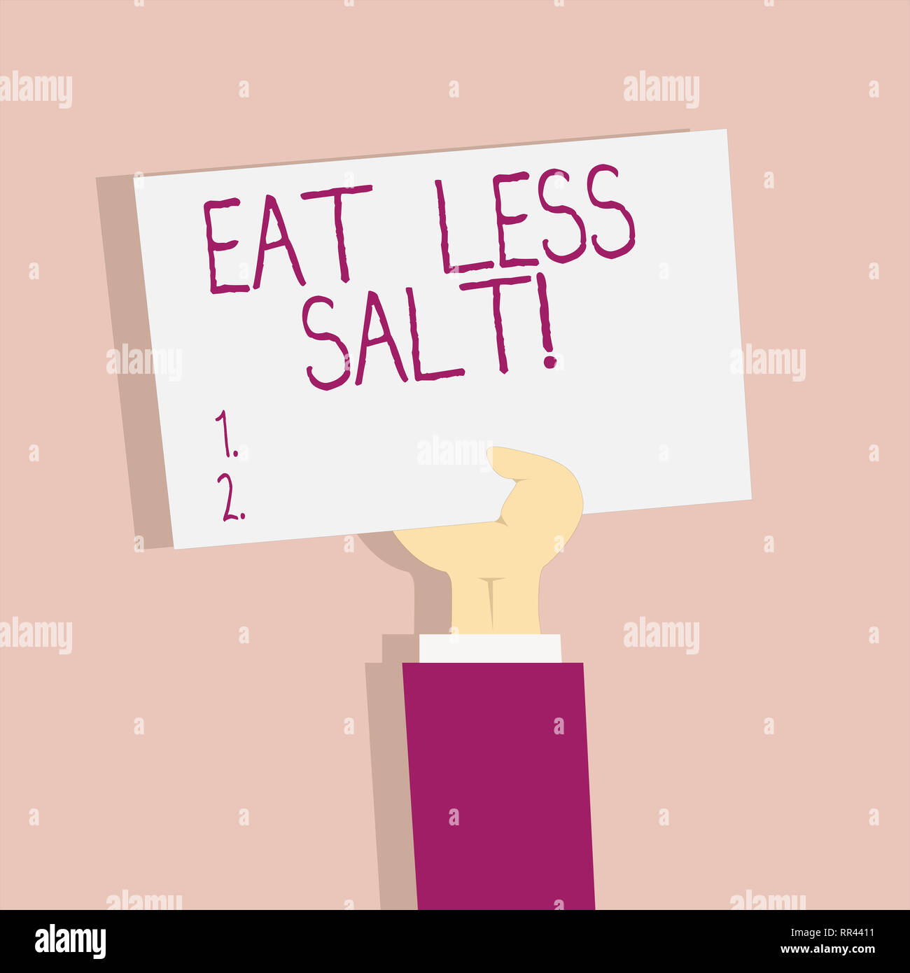 Text sign showing Eat Less Salt. Conceptual photo Reduce the amount of ...