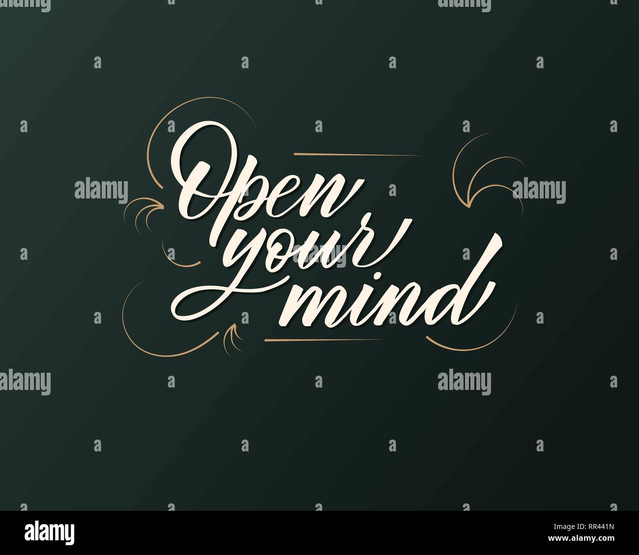Open your mind - hand lettering inscription to holiday design, black ...