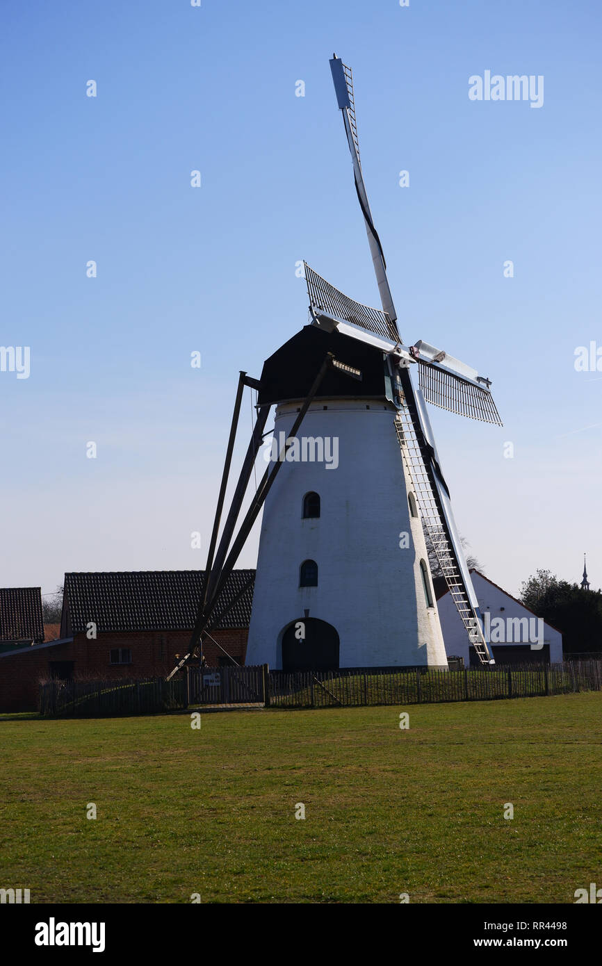White mill vertical landscape renewable wind energy Stock Photo - Alamy