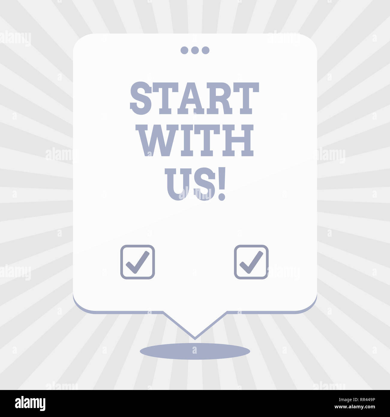 Word writing text Start With Us. Business concept for Get started on our company Invitation to ...