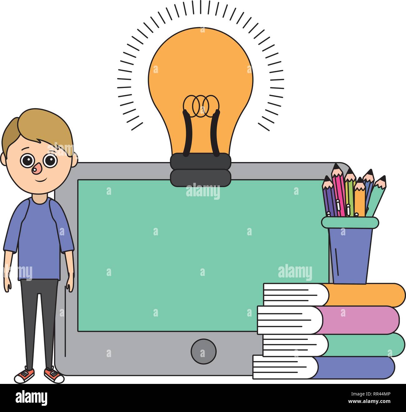 school online education boy cartoon Stock Vector Image & Art - Alamy