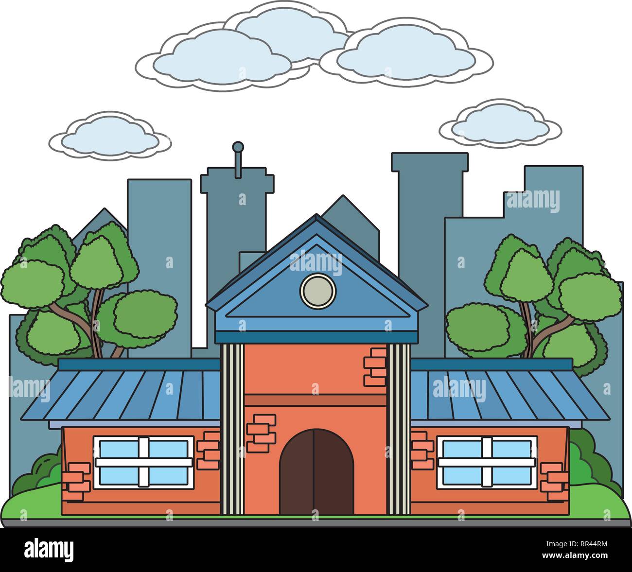 Cartoon School Building Illustration High Resolution Stock Photography ...