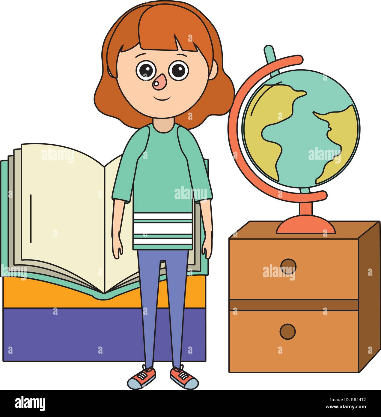 school education girl cartoon Stock Vector Image & Art - Alamy