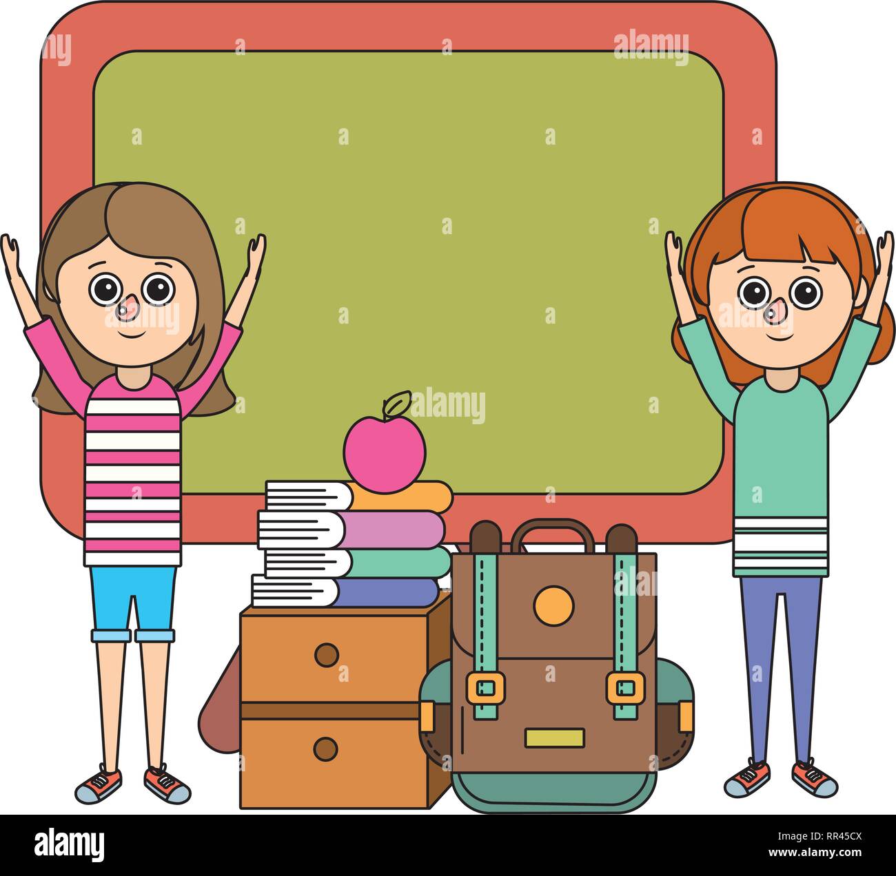 school education girls cartoon Stock Vector Image & Art - Alamy
