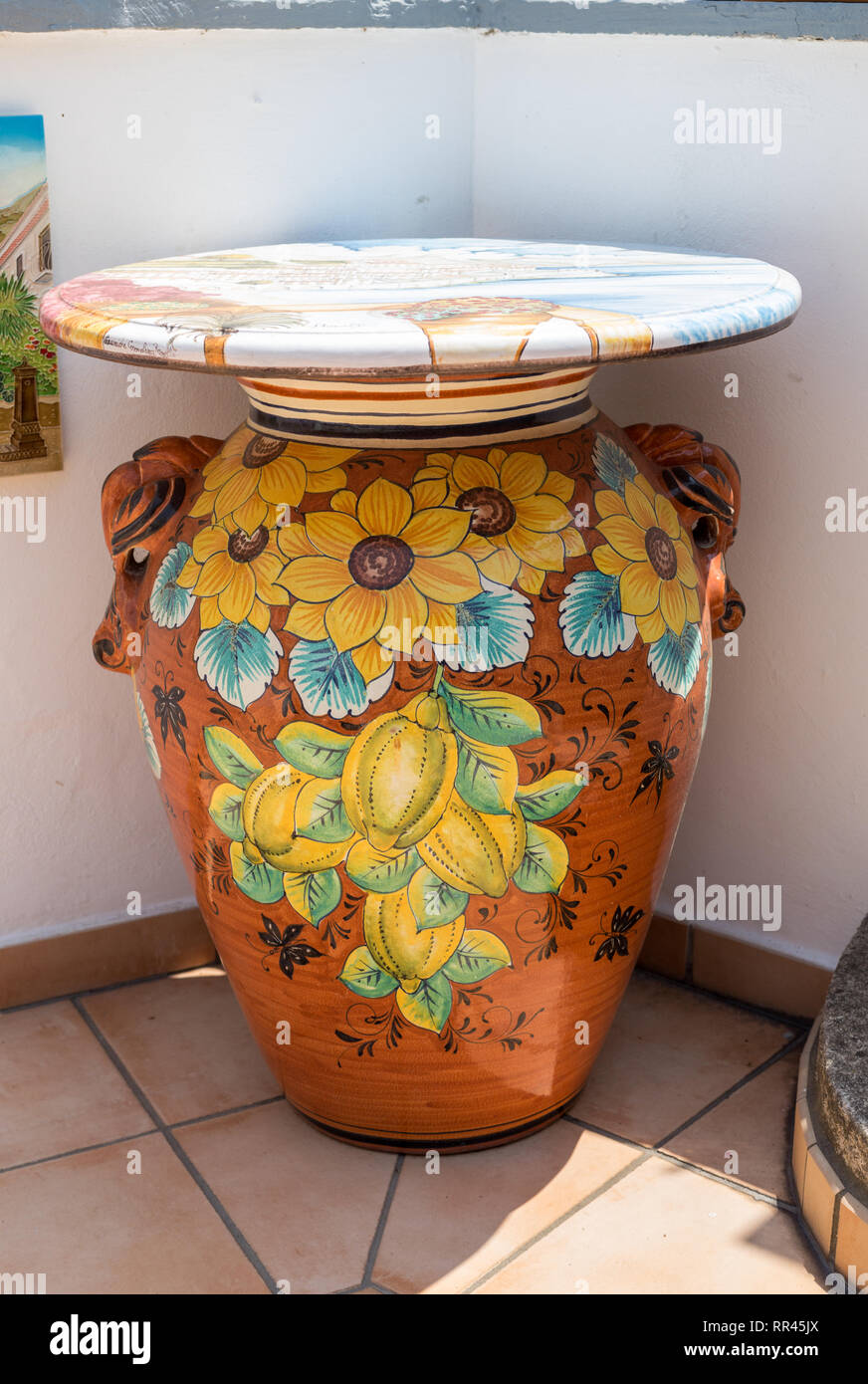 Ravello, Italy - June 16, 2017: Artistic ceramic products for sale in ...