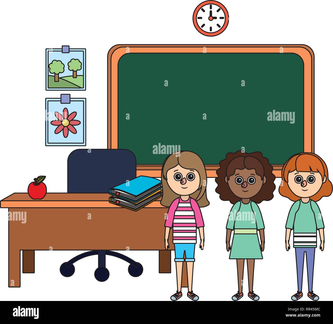 school girls cartoon Stock Vector Image & Art - Alamy