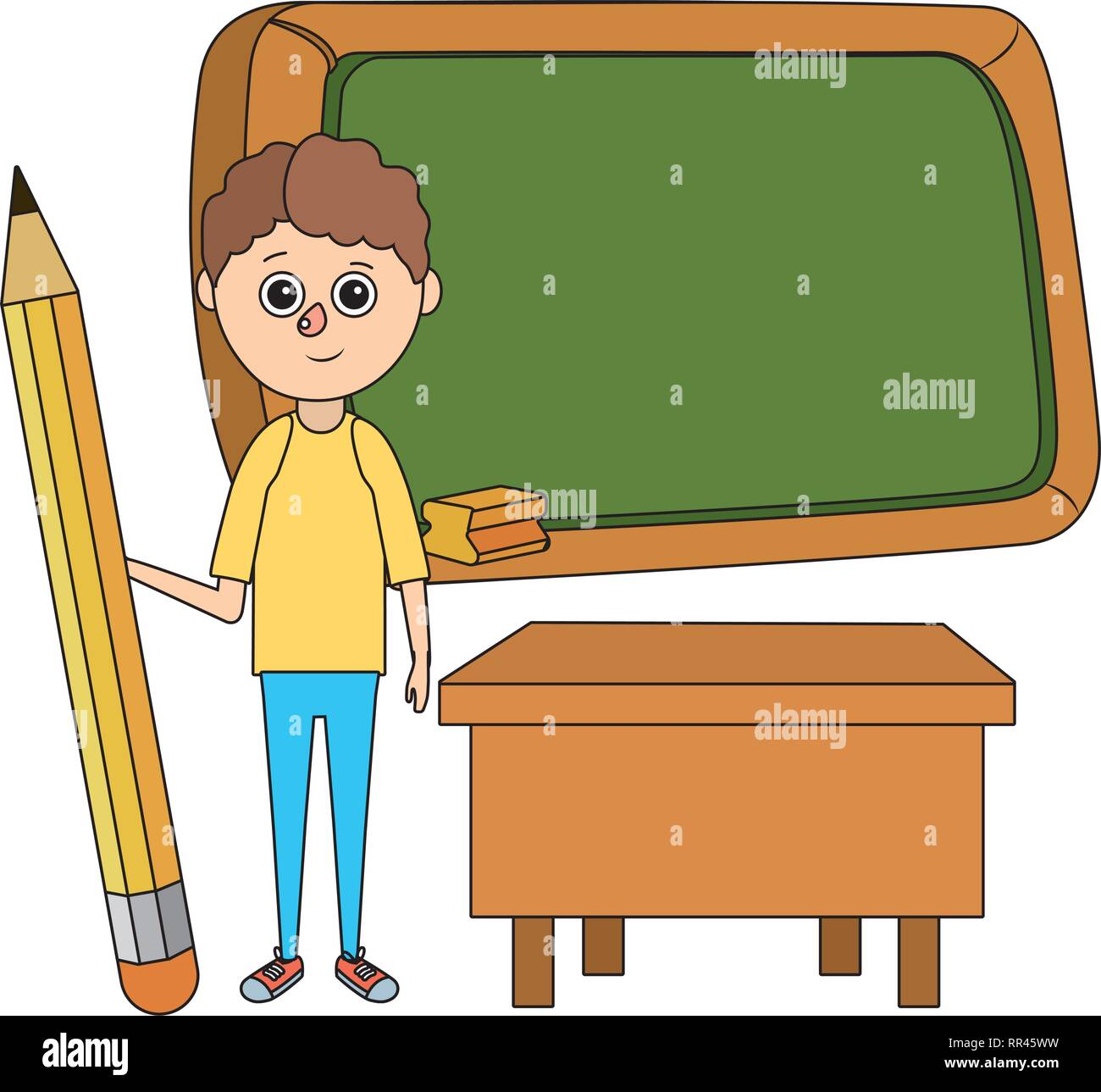Cartoon School Children Writing