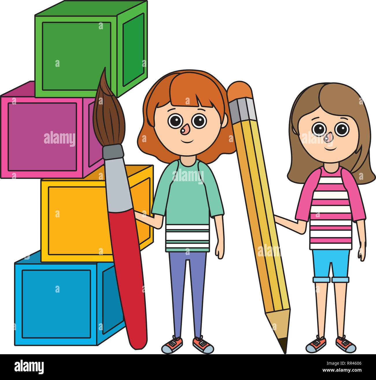 school girls cartoon Stock Vector Image & Art - Alamy