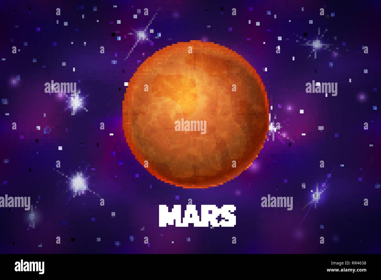Bright realistic Mars planet on colorful deep space background with ...