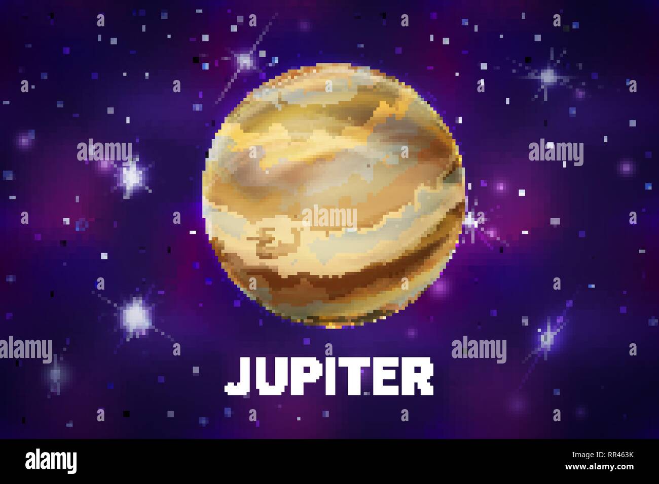 Bright realistic Jupiter planet on colorful deep space background with ...