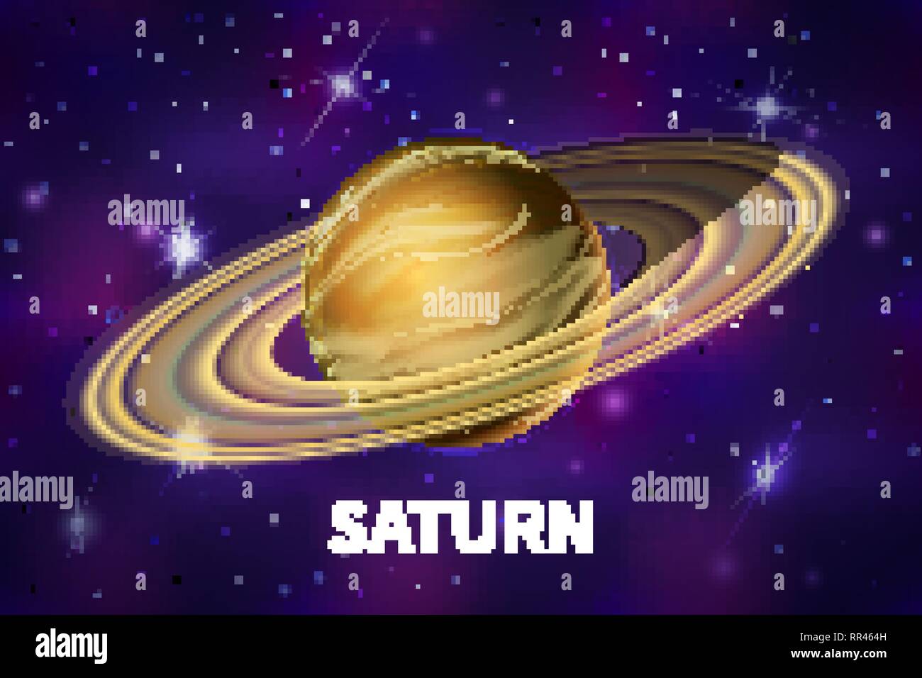 Bright realistic Saturn planet on colorful deep space background with ...