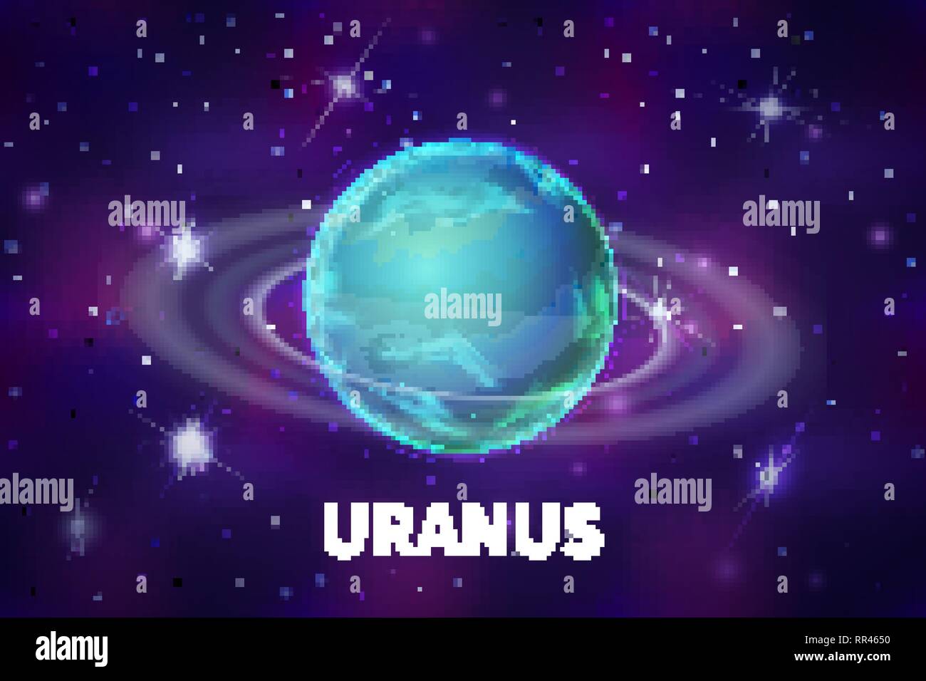 Bright realistic Uranus planet on colorful deep space background with ...
