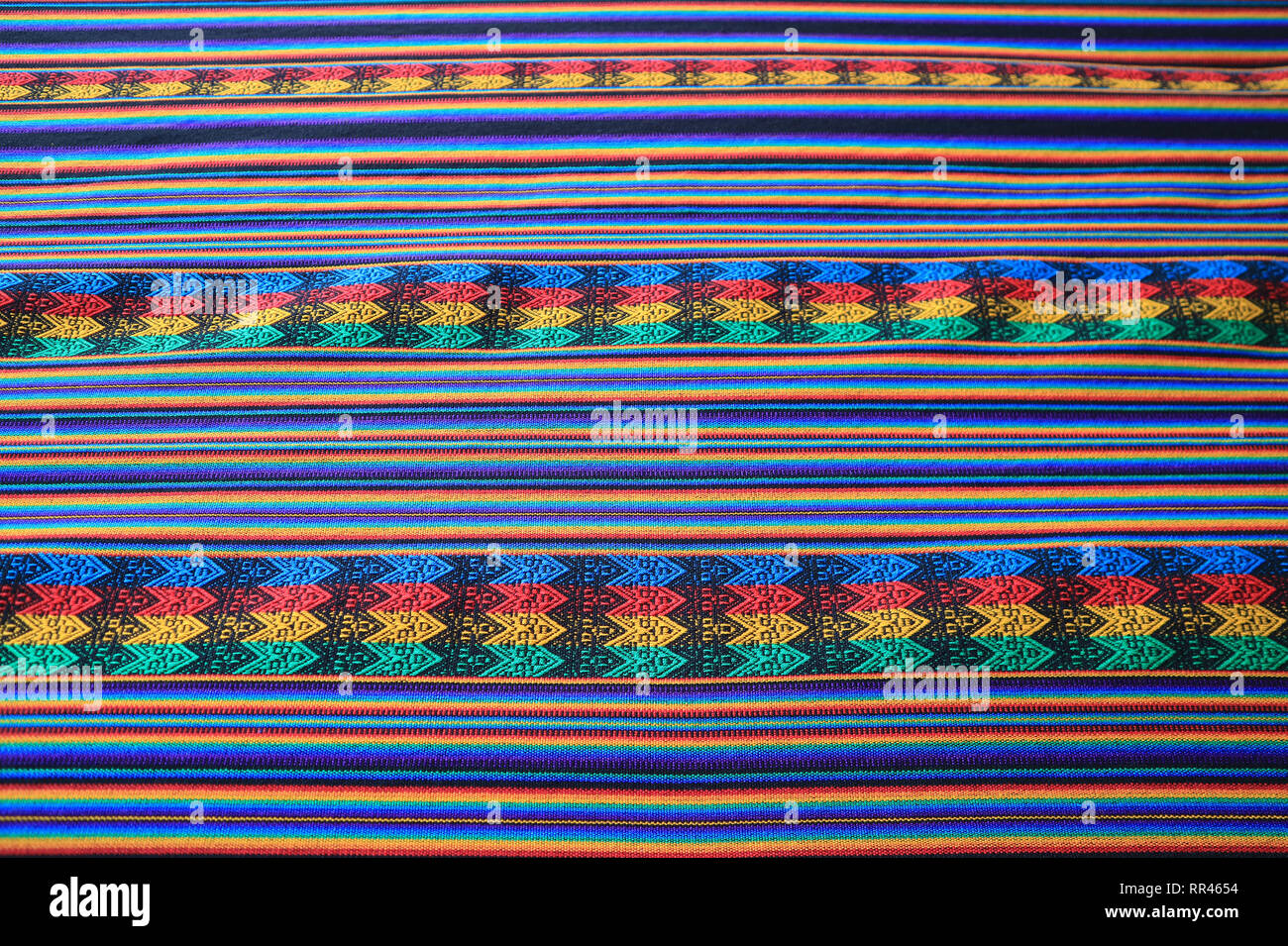 Vibrant color striped pattern of Peruvian fabric for texture ...