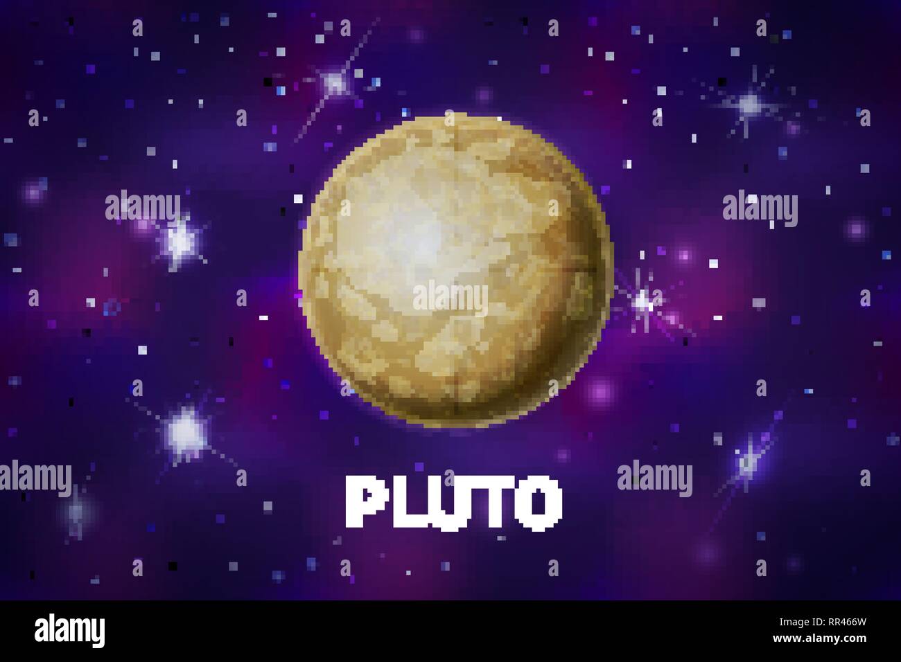 Bright realistic Pluto planet on colorful deep space background with ...