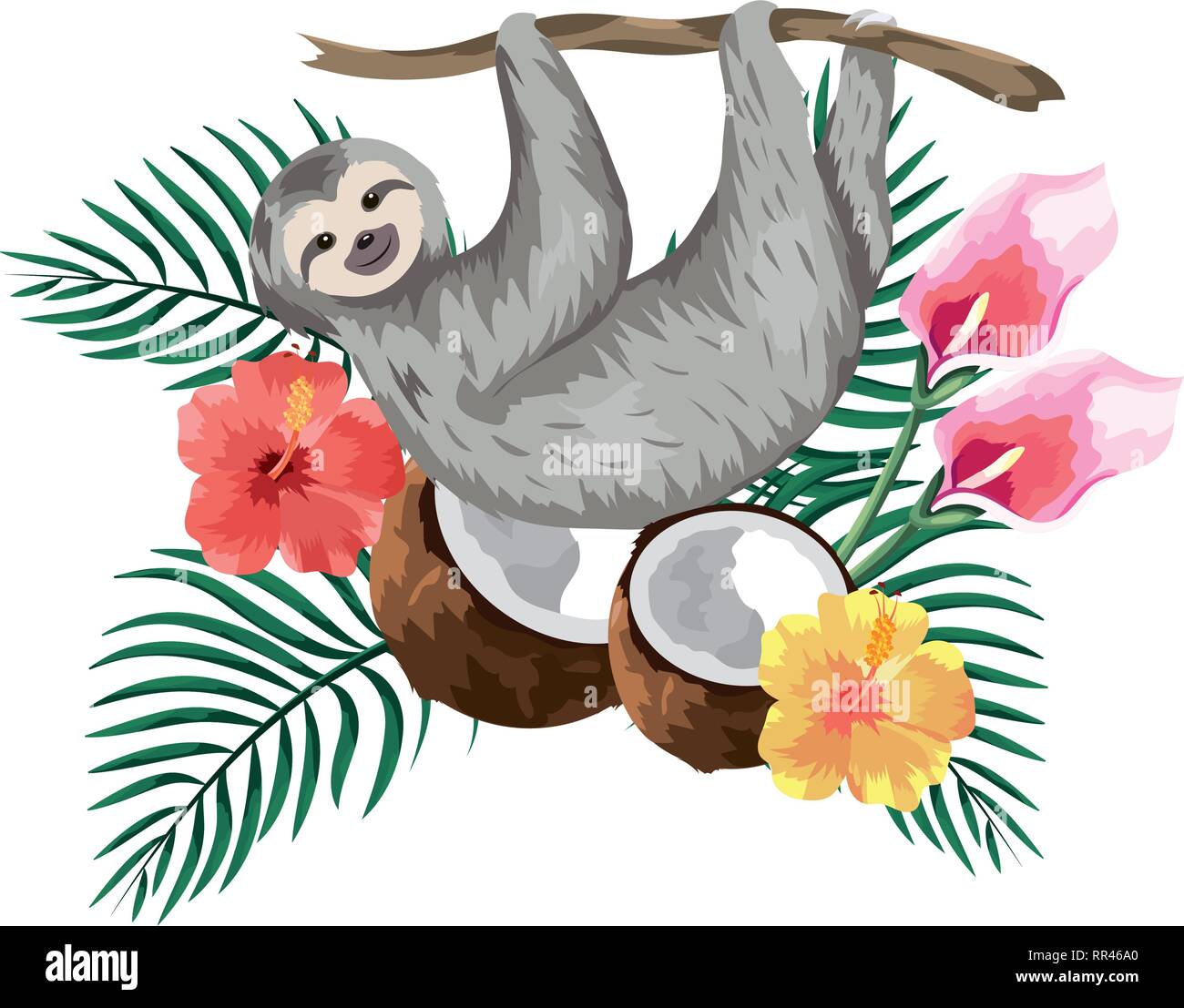 cute sloth cartoon Stock Vector Image & Art - Alamy