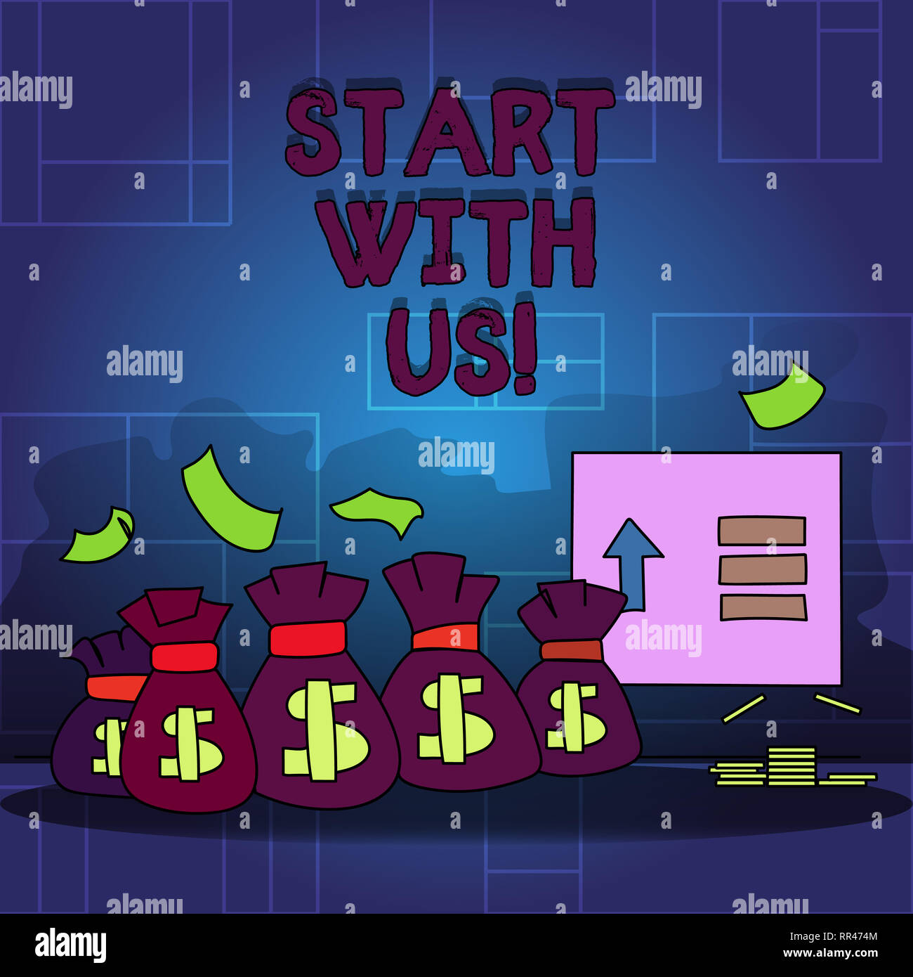 Handwriting text Start With Us. Concept meaning Get started on our ... Handwriting text Start With Us. Concept meaning Get started on our ...