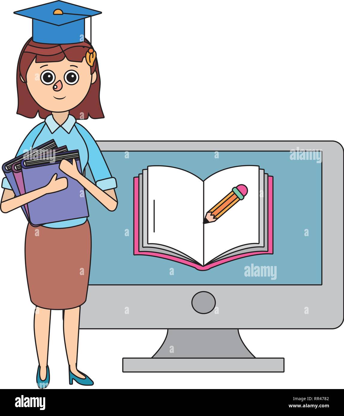 online education woman cartoon Stock Vector Image & Art - Alamy