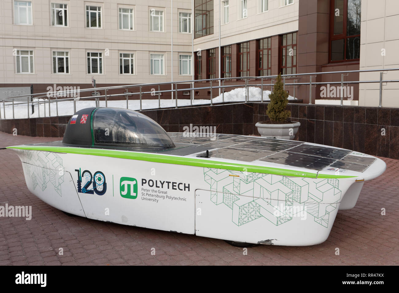 St. Petersburg, Russia - February 18, 2019: Solar car Sol built by ...