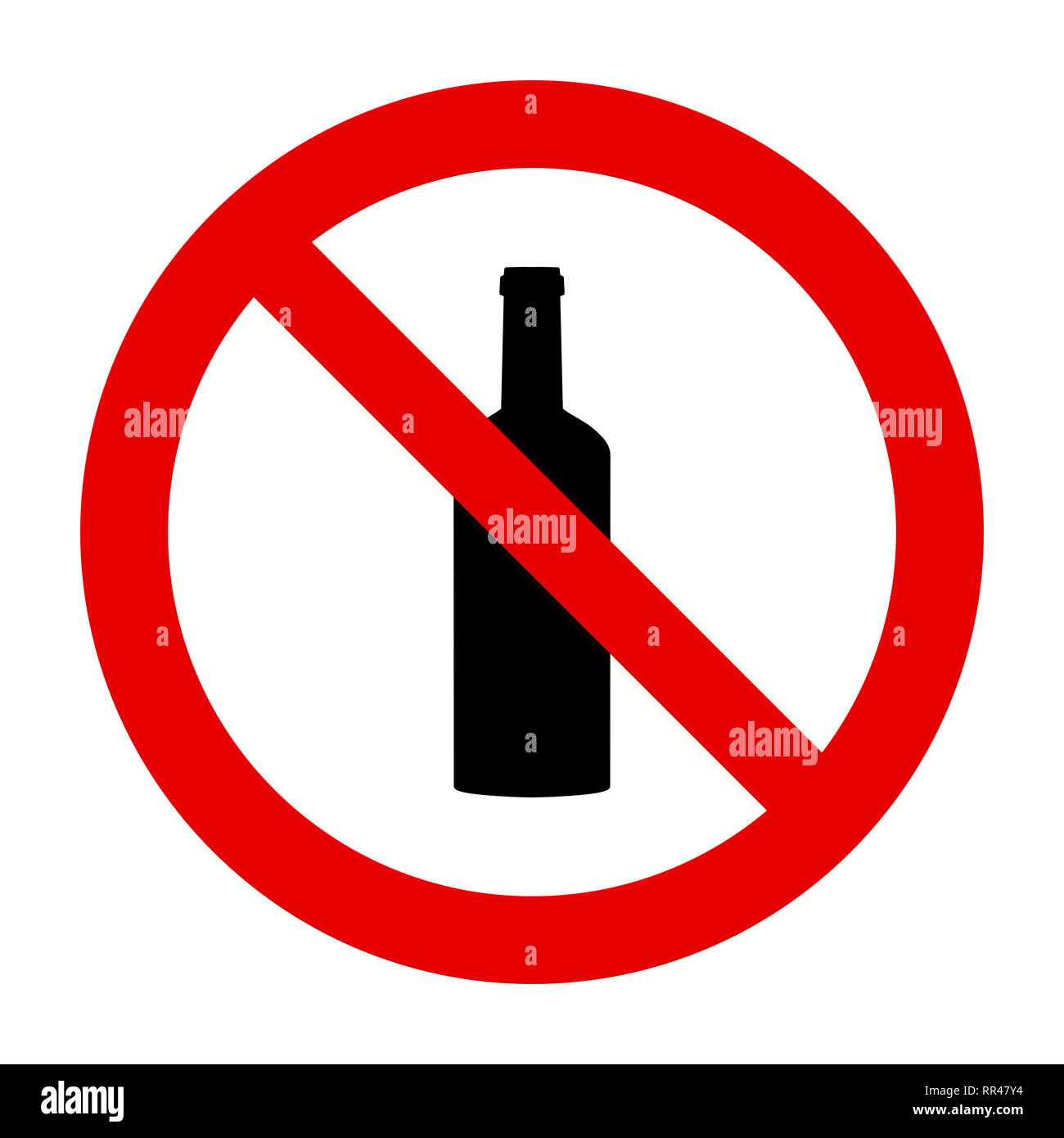 Bottle and prohibition sign Stock Photo - Alamy