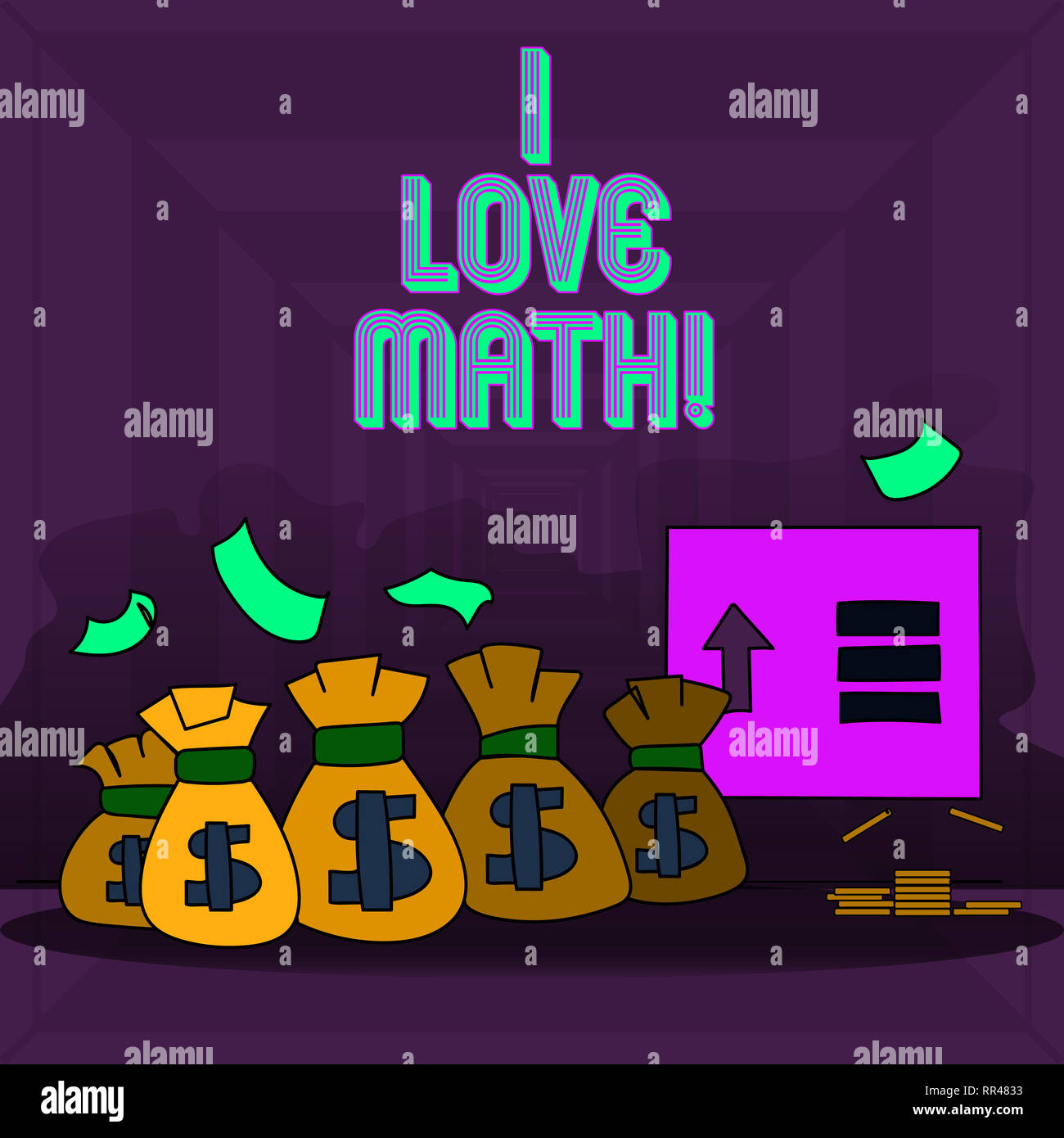 Writing note showing I Love Math. Business photo showcasing To like a ...