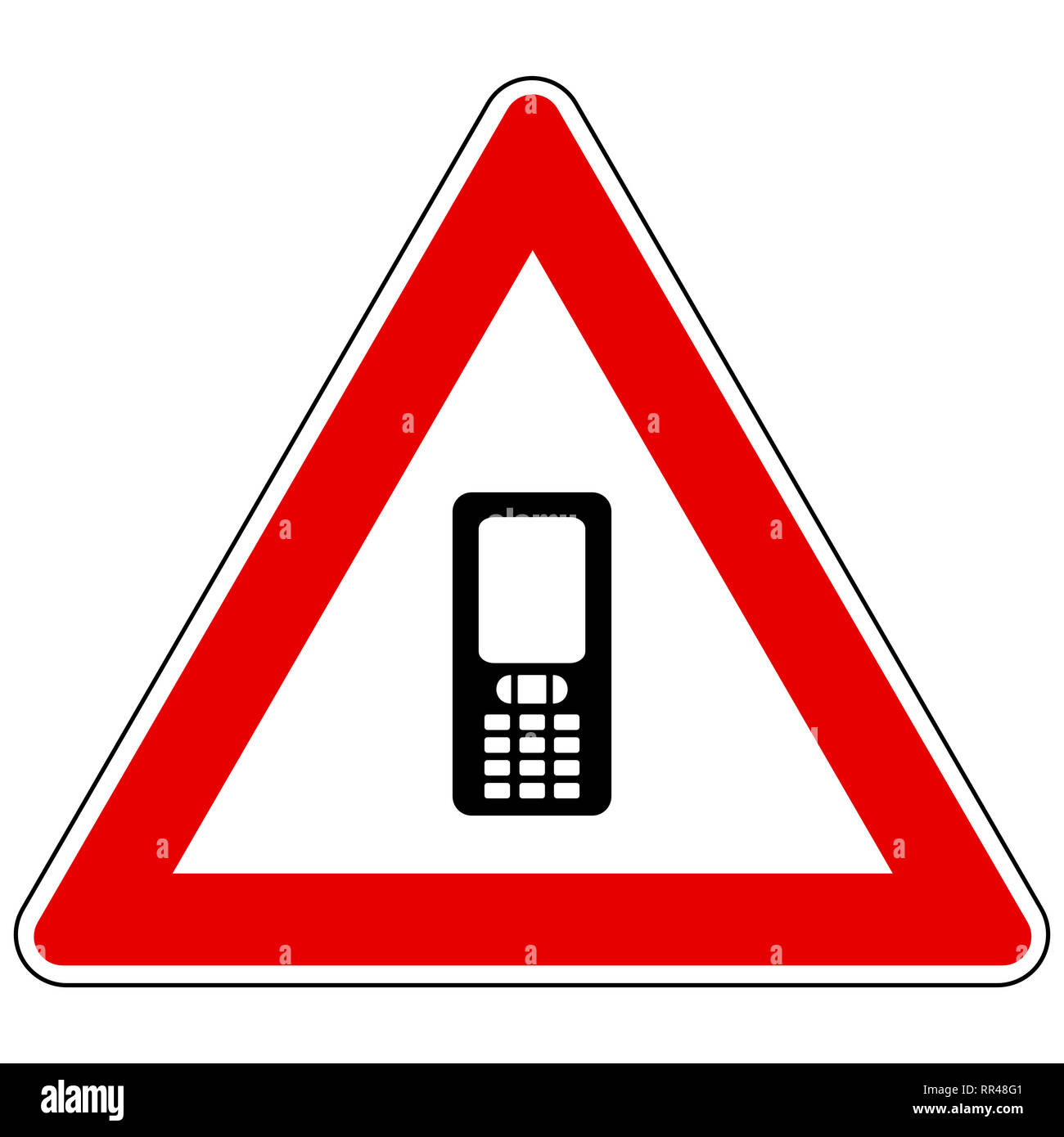 Mobile phone and attention sign Stock Photo - Alamy