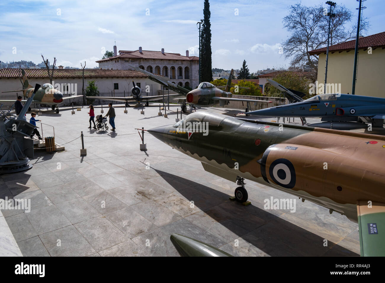 Athens, Greece - February 3 2019: Airplanes at the exterior area in War ...