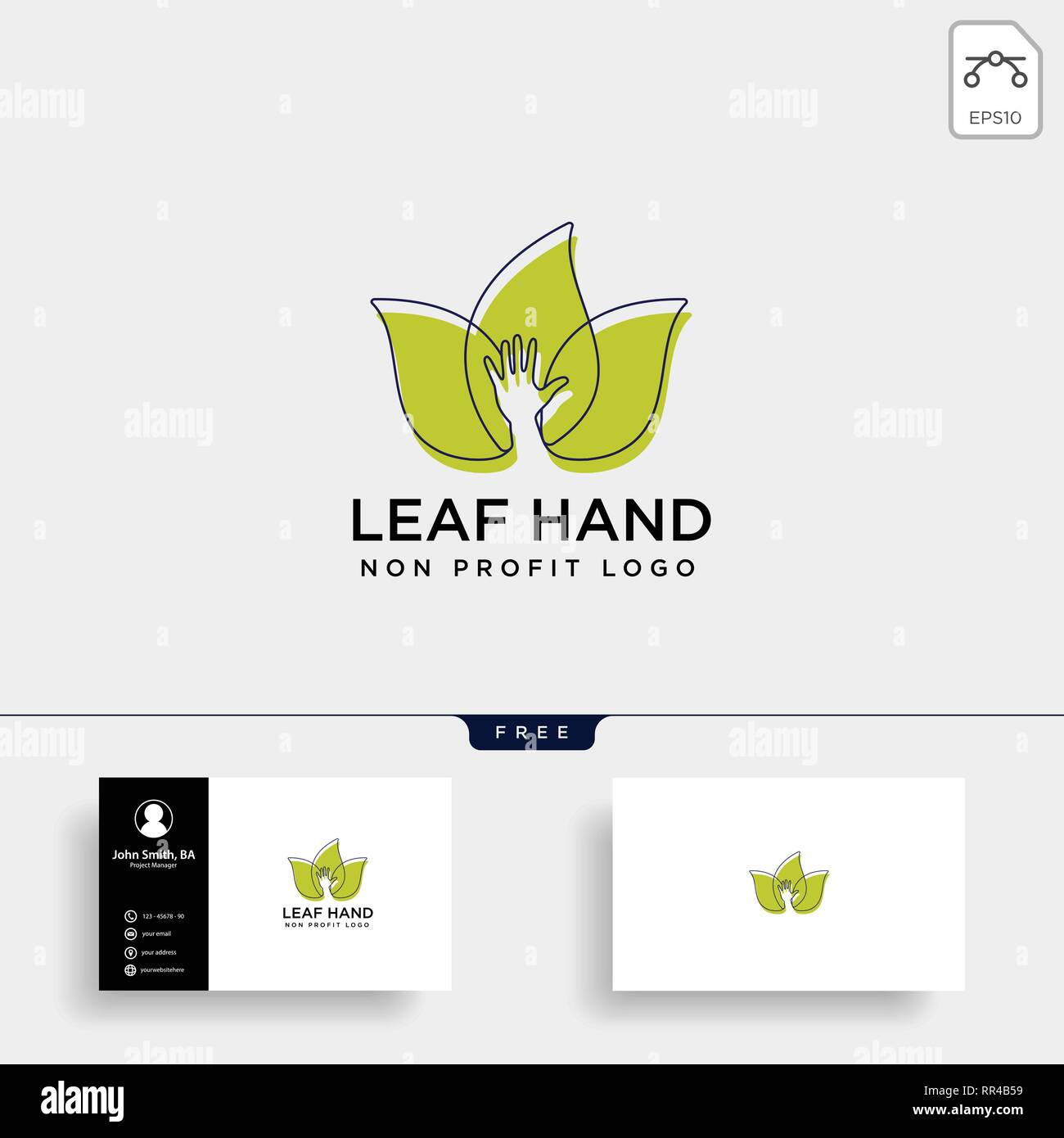 eco leaf hand care logo template vector illustration icon element ...