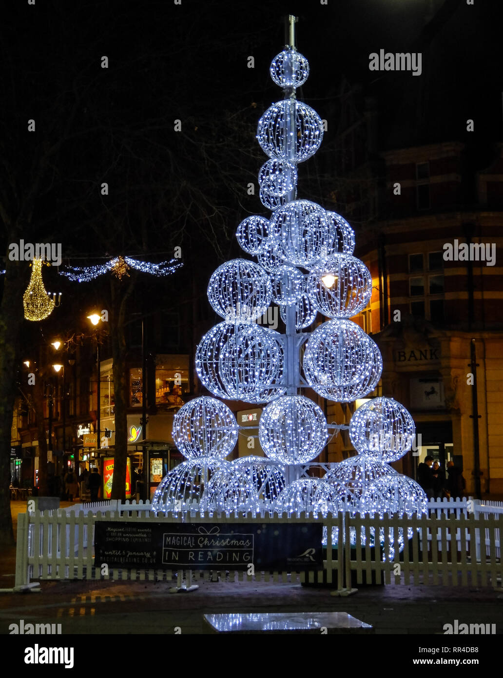Reading, United Kingdom - January 04 2019: The balls of light making up ...