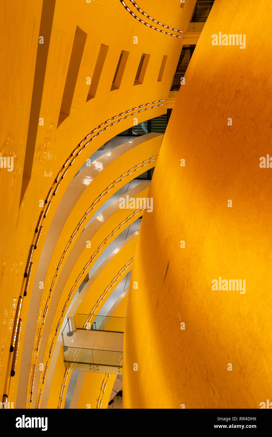 Athens, Greece - February 17 2019: Interior architecture of Onassis ...