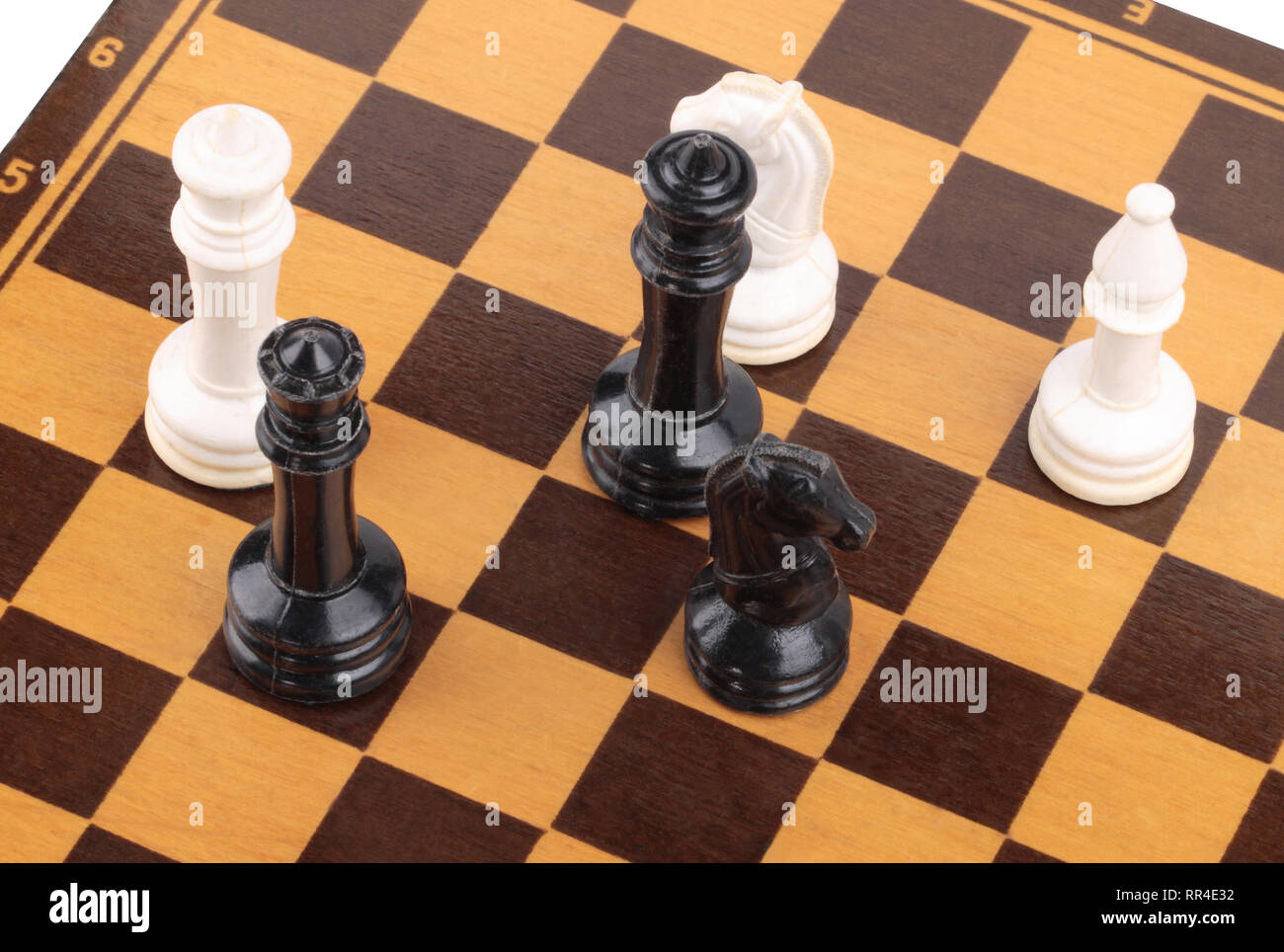 wooden checkerboard with figures Stock Photo - Alamy