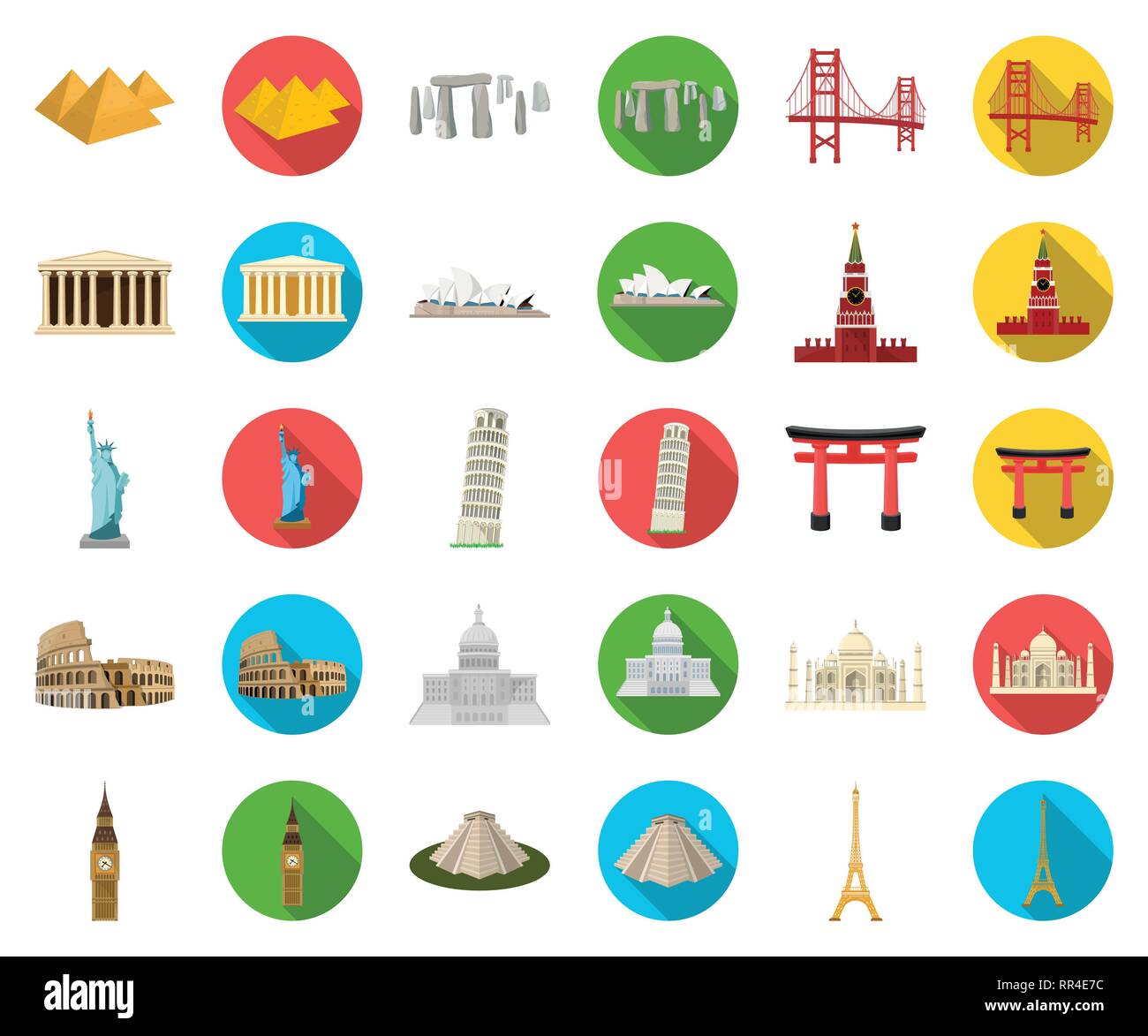 Sights of different countries cartoon icons in set collection for ...