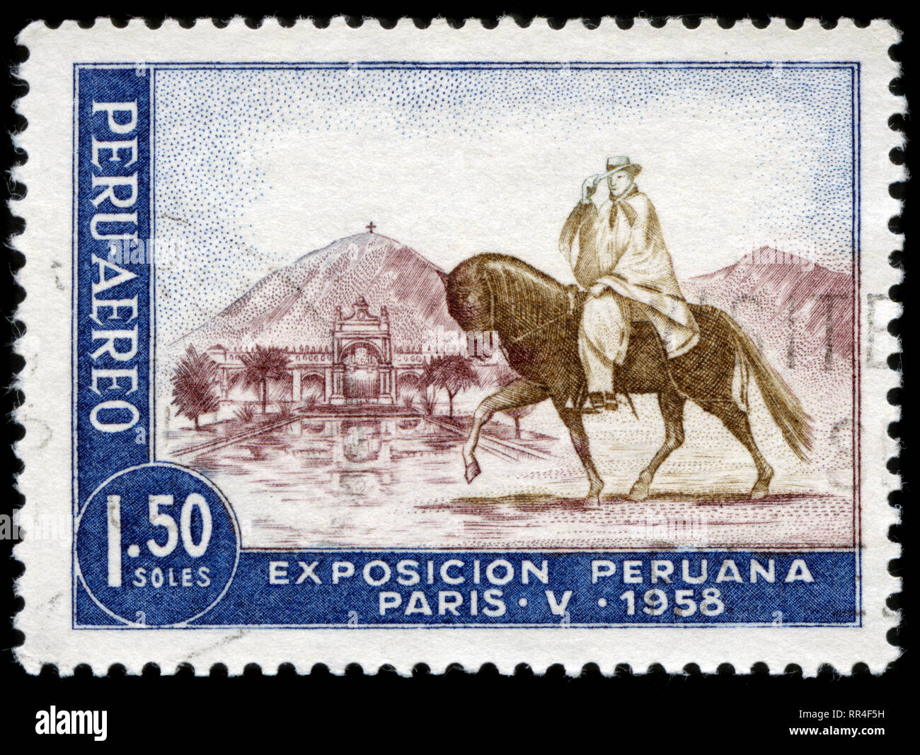 Postage stamp from Peru in the Peruvian Exhibition in Paris series ...