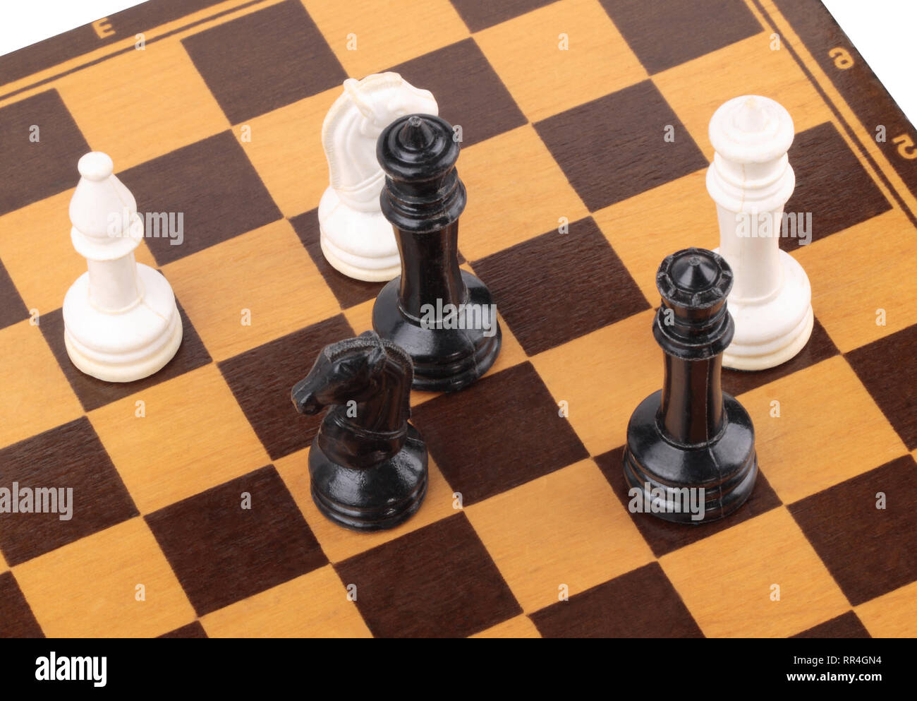 wooden checkerboard with figures Stock Photo - Alamy