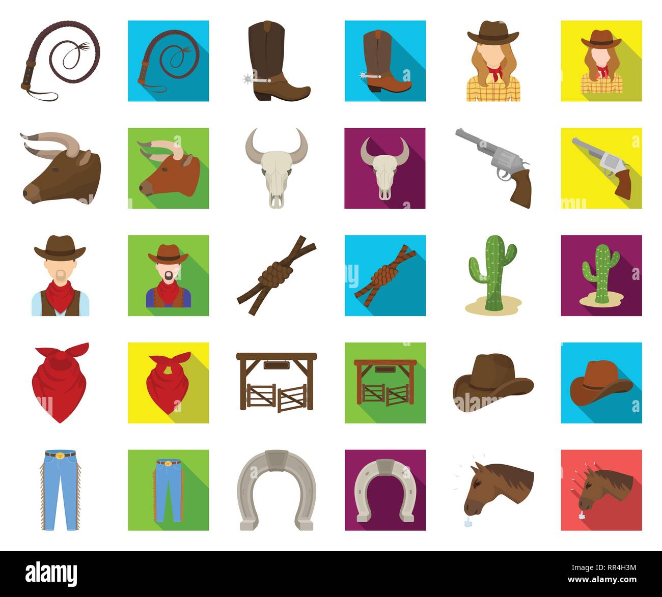 accessory,art,bandana,boots,bull,cactus,cartoon,flat,collection ...