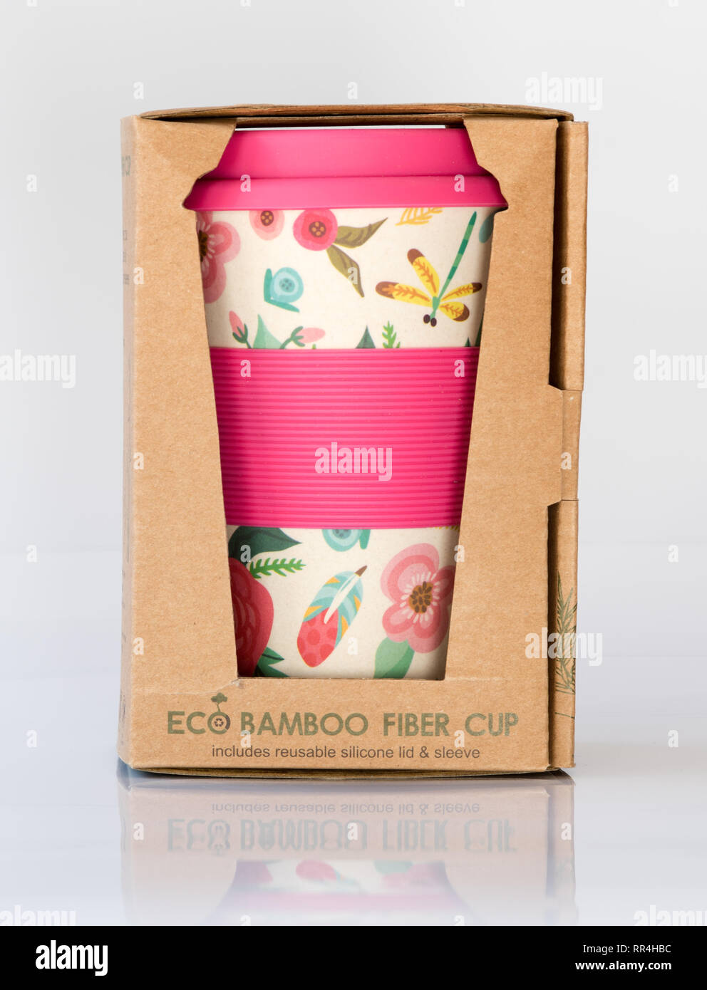 Reusable coffee cup made from natural material with silicone sleeve and ...