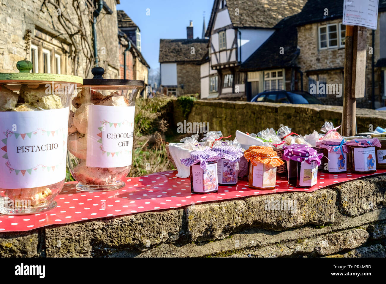 Home made sweets and produce for sale in Lacock an historic village in ...