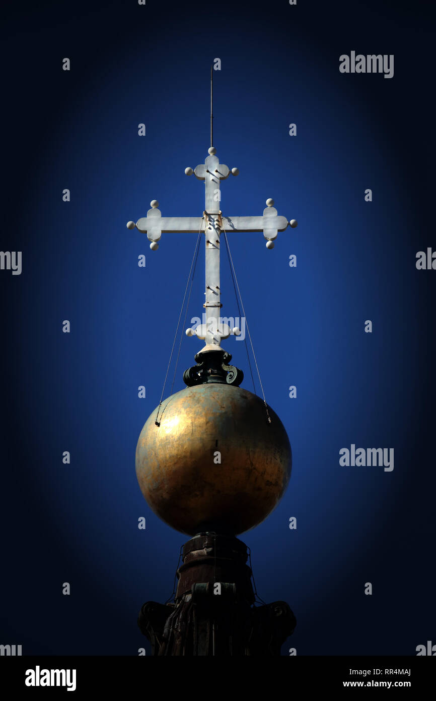 Vatican City. February 24, 2019 - Vatican City (Holy See) The cross on ...