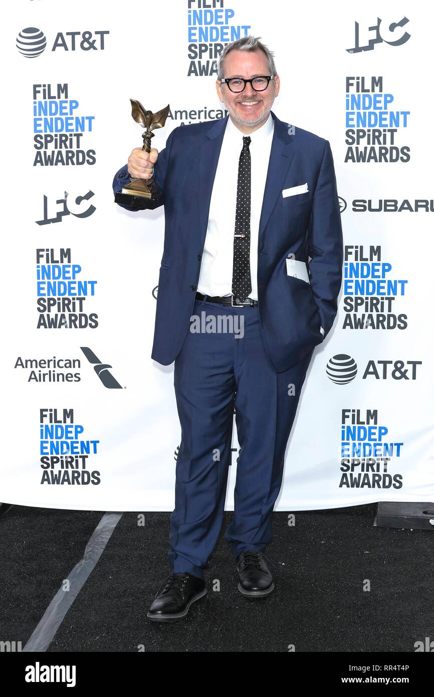 Morgan Neville poses in the press room of the Film Independent Spirit ...