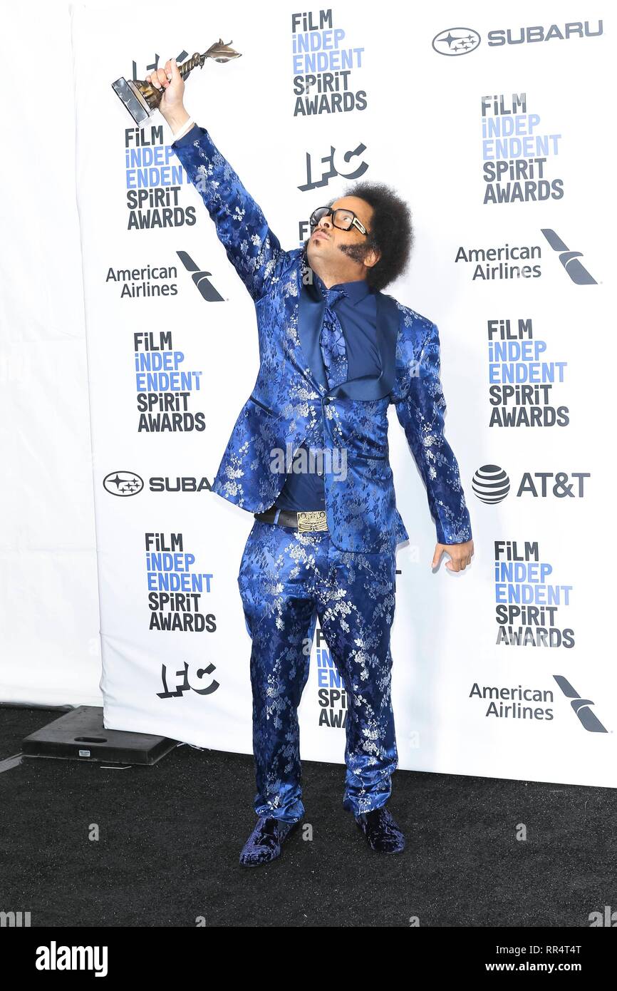 Boots Riley poses in the press room of the Film Independent Spirit ...